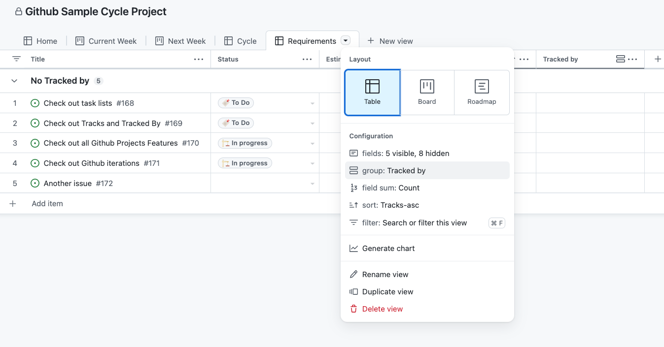 Group Table View by Tracked By? · community · Discussion #46808 · GitHub