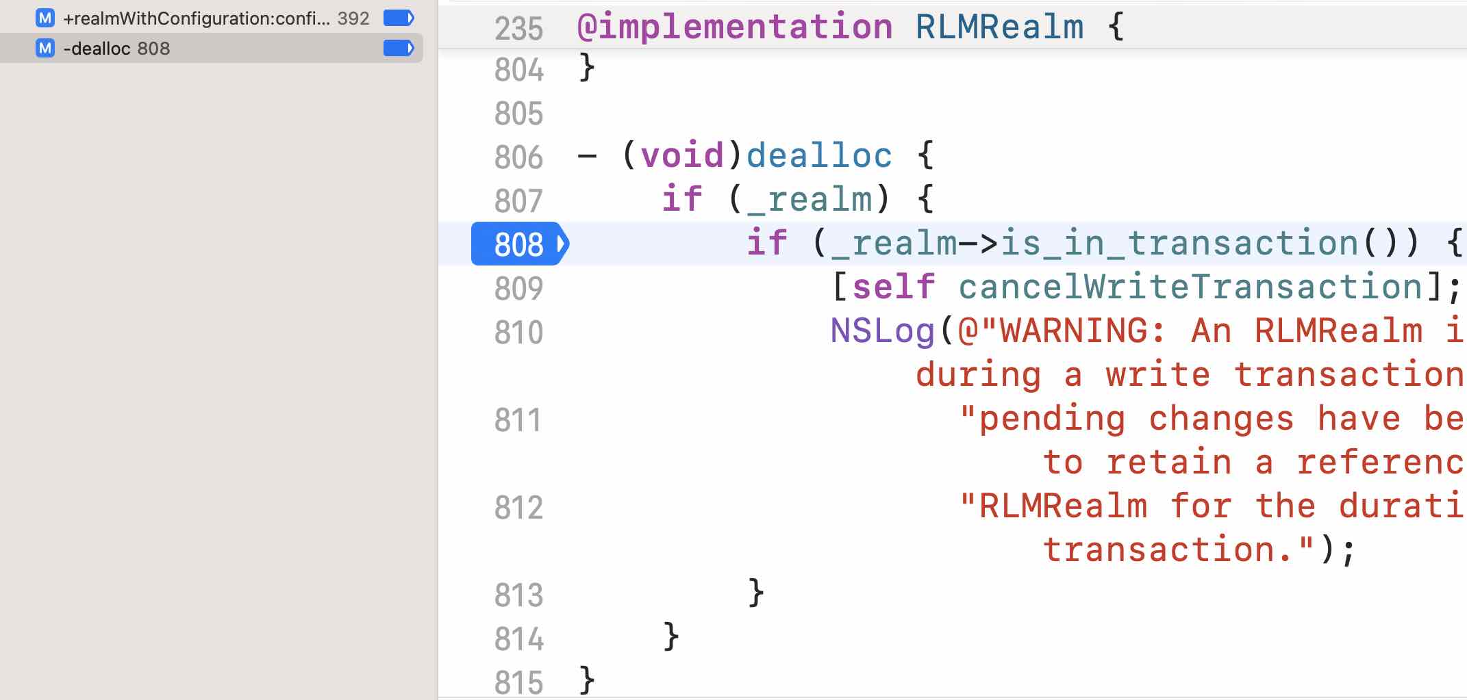 Floating crash in -[RLMRealm cancelWriteTransaction] · Issue #8235 · realm/realm-swift · GitHub