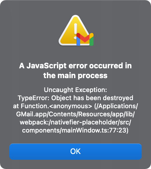 JavaScript error when popups / link clicks fail · Issue #1193 · nativefier/nativefier · GitHub