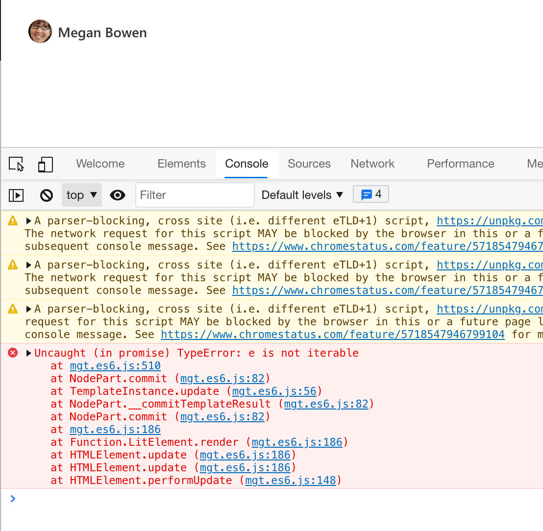 [BUG] TypeError: e is not iterable error on subsequent loads with · Issue #1207 · microsoftgraph ...