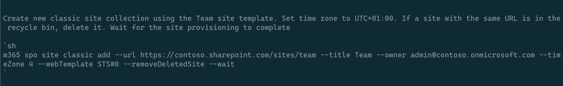 Bug report: unescaped md chars in 'spo site classic add' help in terminal · Issue #3202 · pnp ...