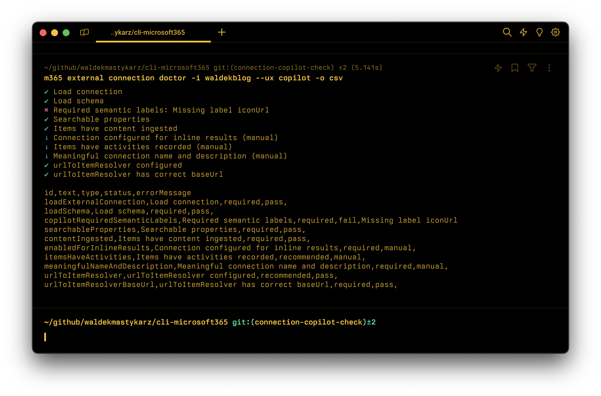 New command: check if an external connection is properly configured for use with copilot · Issue ...