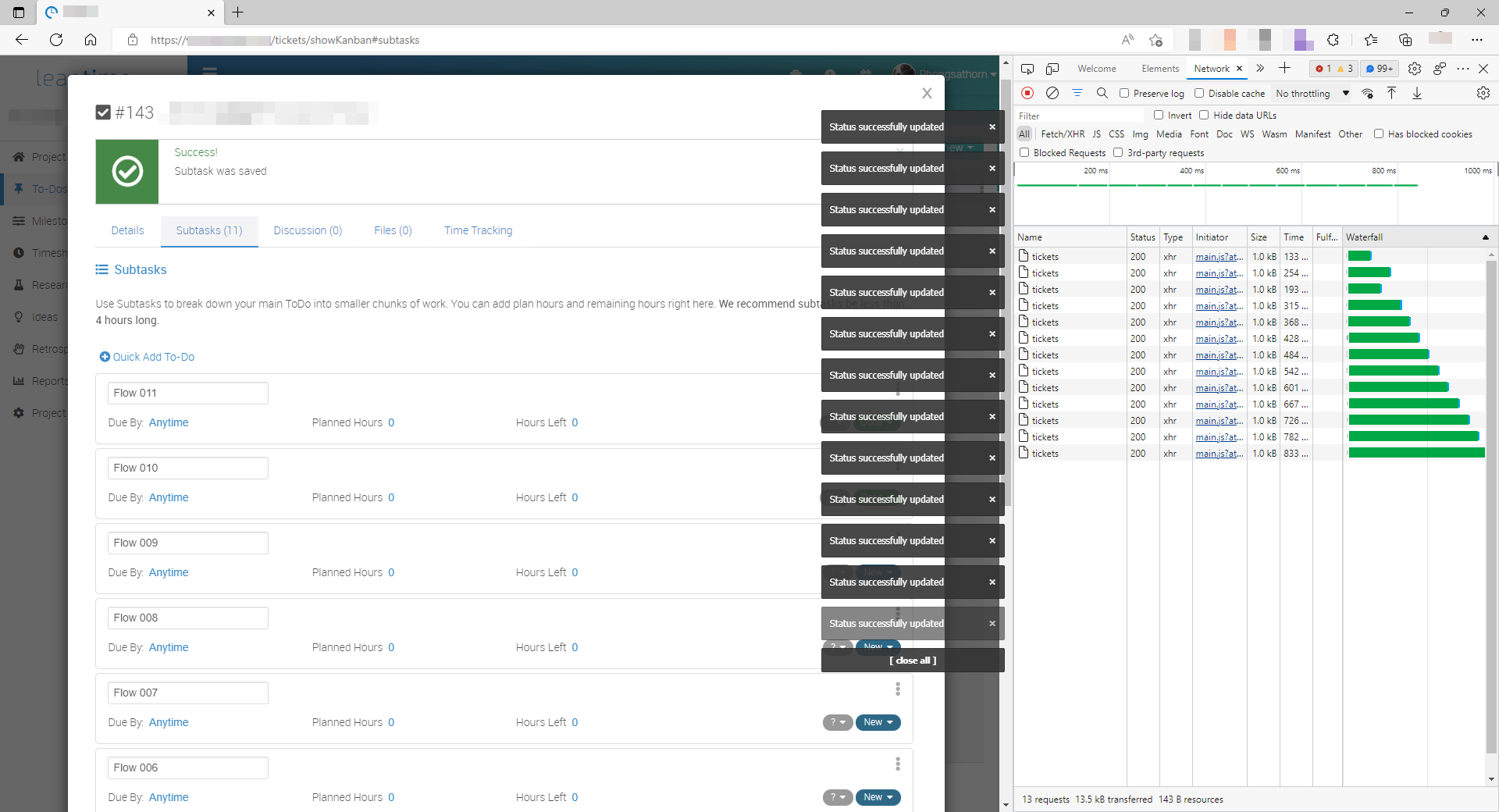 [BUG] subtask call patch api multiple times for the single ticket ...