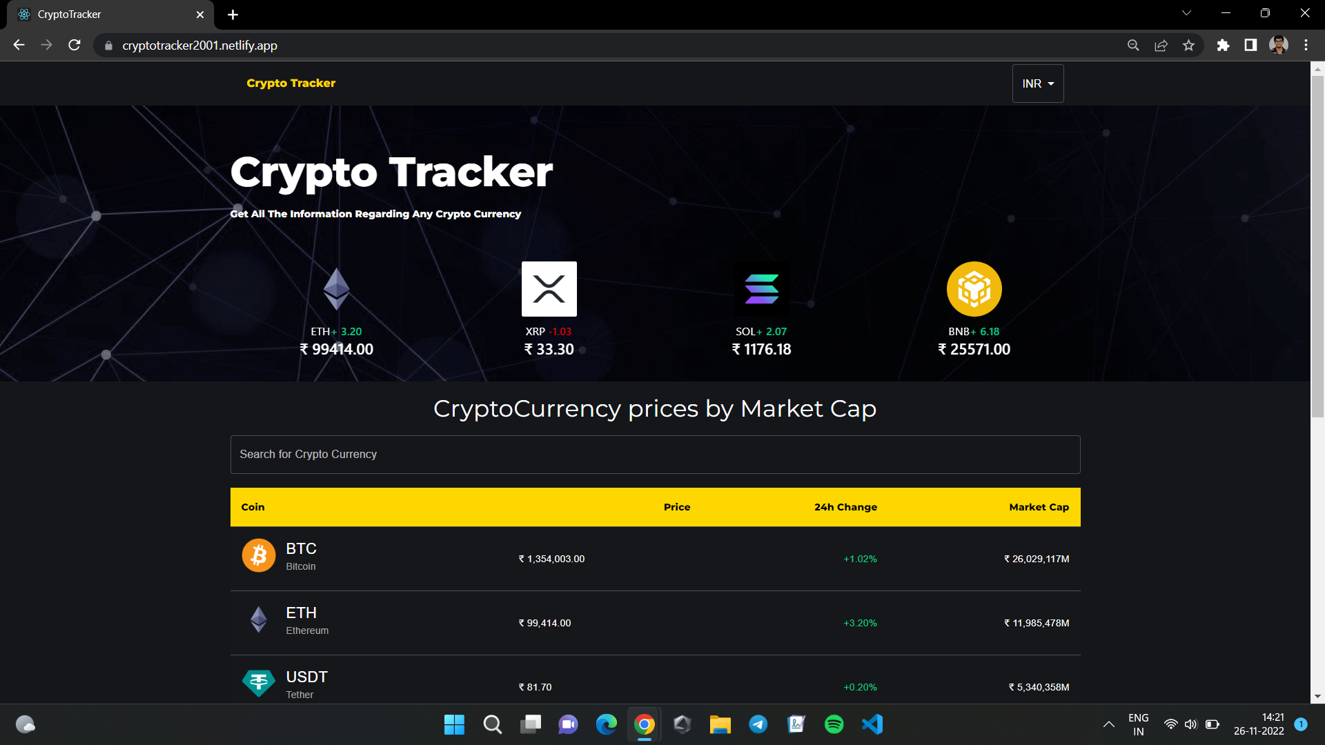 GitHub - harver2001/CryptoTracker_2.0: Checkout the stats for popular Cryptocurrencies at one go.