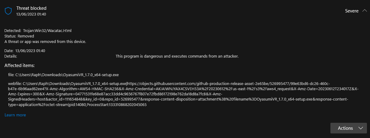 [Windows] Trojan alert from windows defender · Issue #2486 · tauri-apps ...