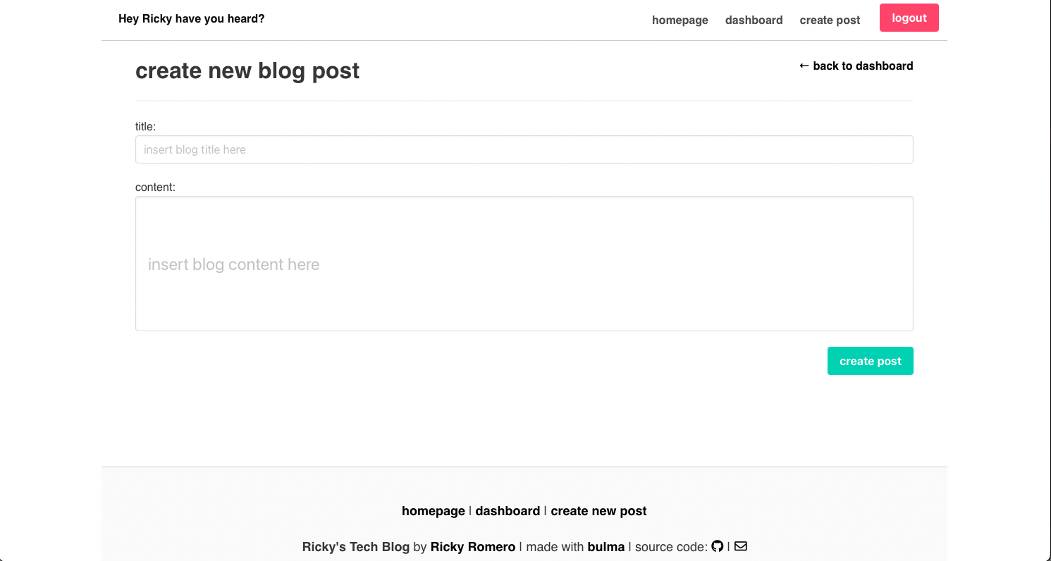 Github Ricky Rosaymodel View Controller Mvc Challenge Tech Blog Cms Style Blog Site Similar