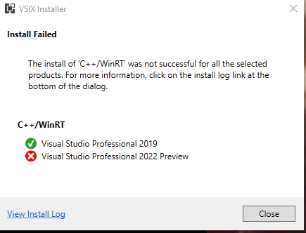 VS Pro 2022 Preview installation failure · Issue #995 · microsoft/cppwinrt · GitHub