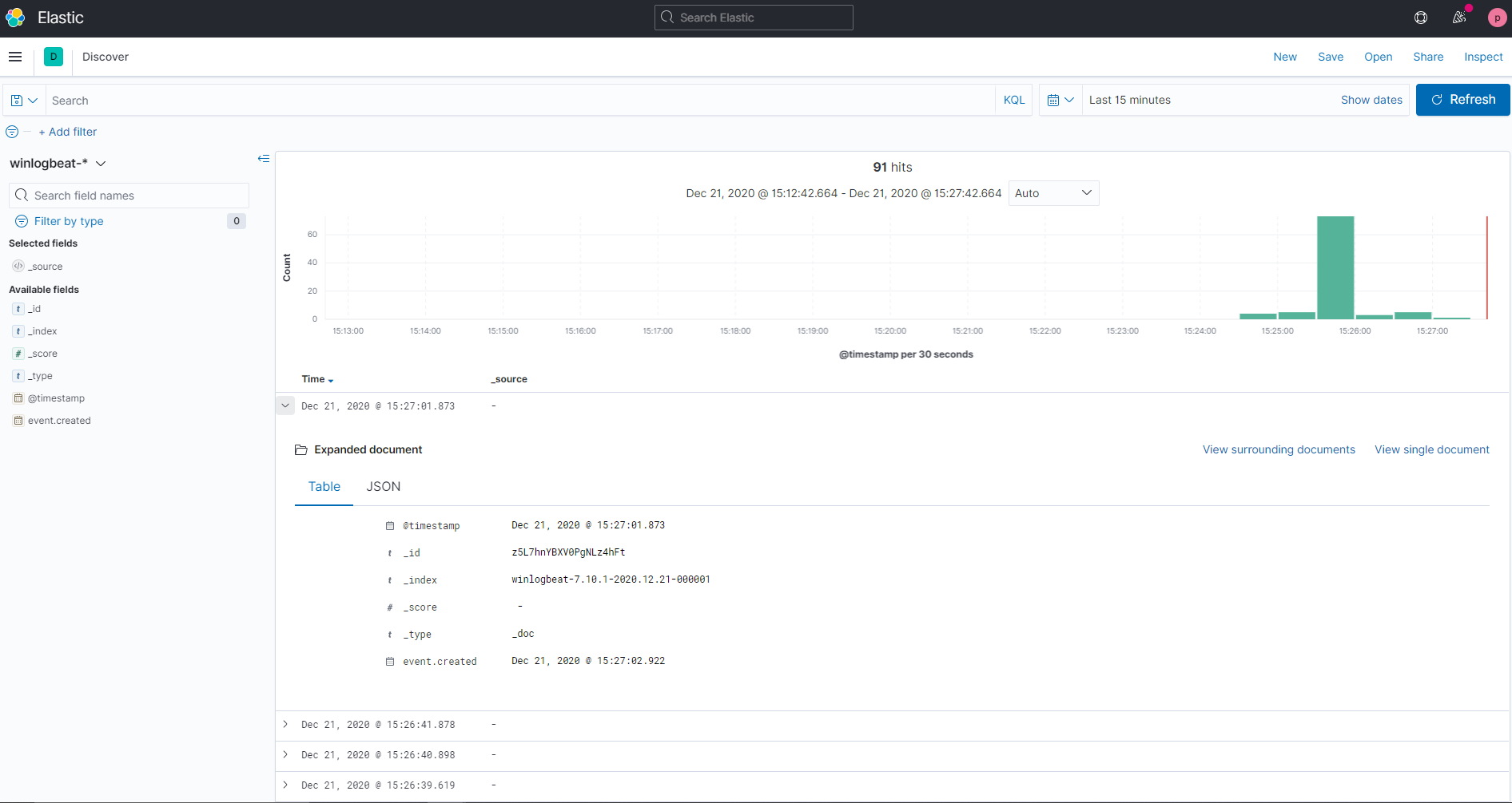 Winlogbeat index shows only metadata fields, @timestamp, & event.created · Issue #86701 ...