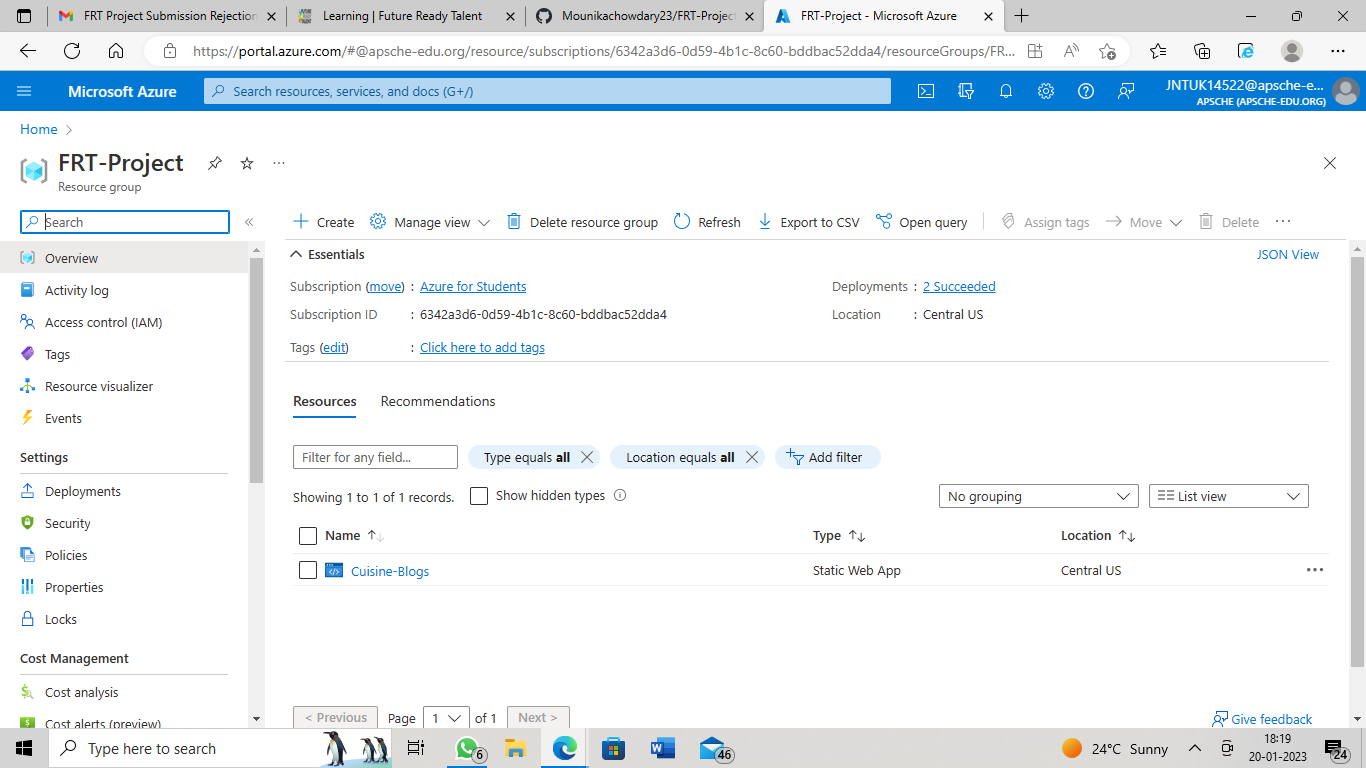 GitHub - Mounikachowdary23/FRT-Project: Cuisine Blogs