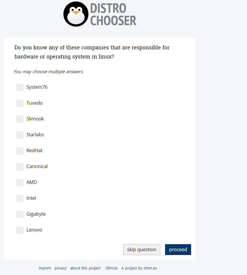 [Suggestion] choose linux distro by hardware compatibility or well-known company of the hardware ...