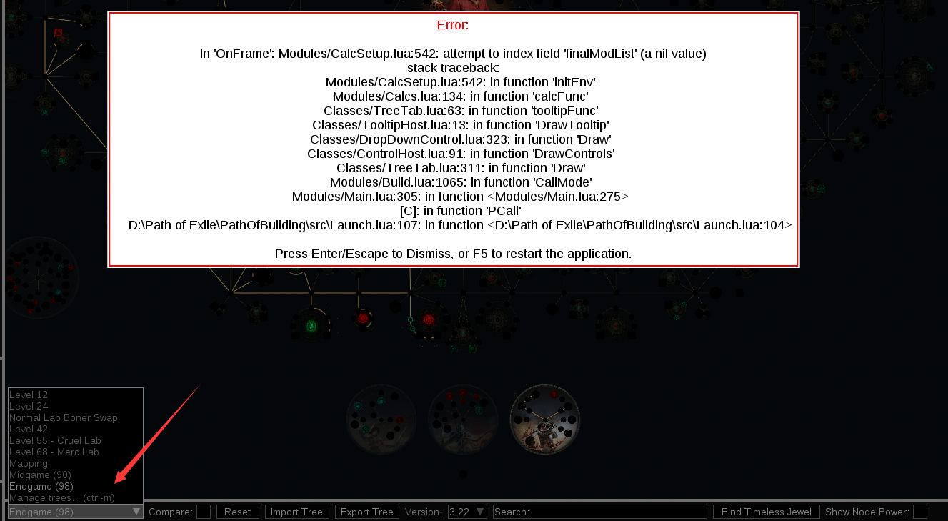 Error · Issue #6405 · PathOfBuildingCommunity/PathOfBuilding · GitHub