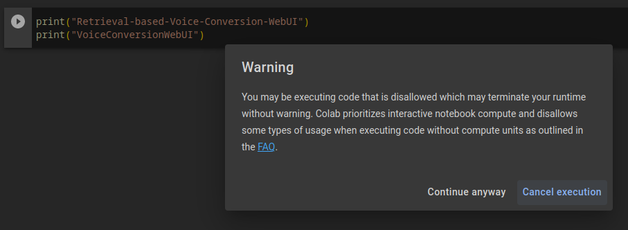 Code disallowed by Google in Colab · Issue #1152 · RVC-Project/Retrieval-based-Voice-Conversion ...