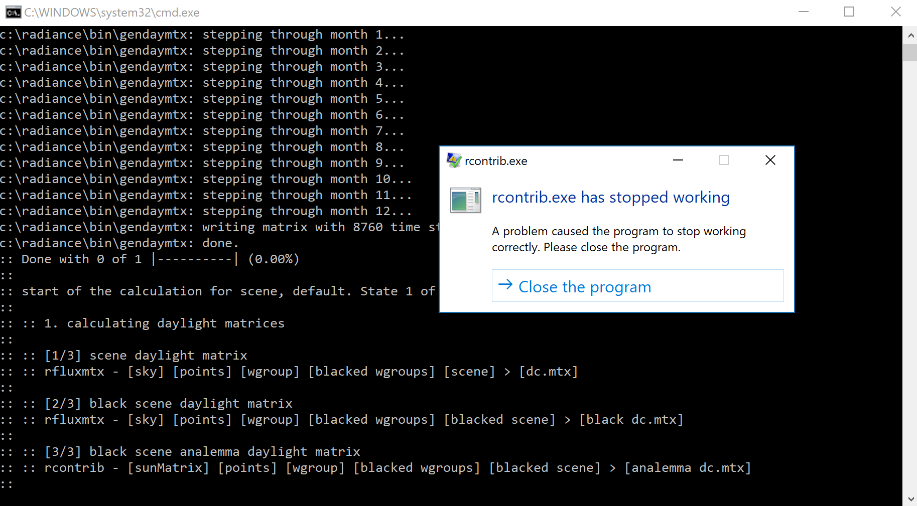 HB+ [Error stopped working rcontrib.exe] · Issue #9 · ladybug-tools/honeybee-grasshopper · GitHub