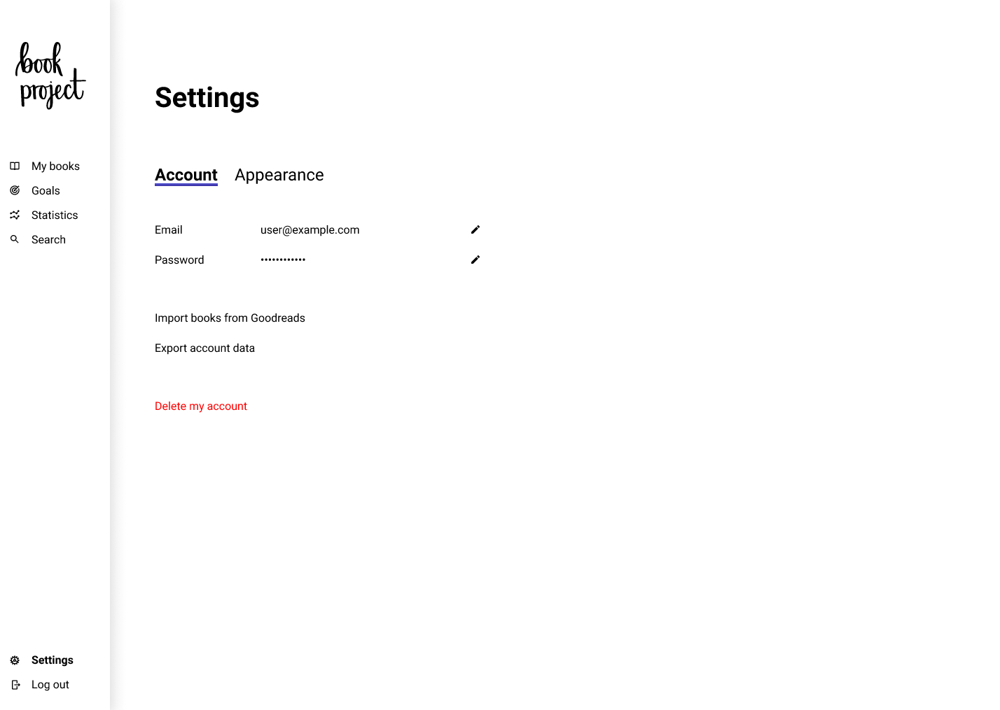 Create delete account page · Issue #678 · Project-Books/book-project ...