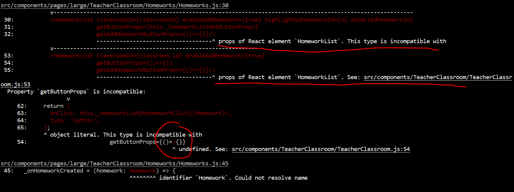 props of React element Hello. This type is incompatible with props of React element Hello ...