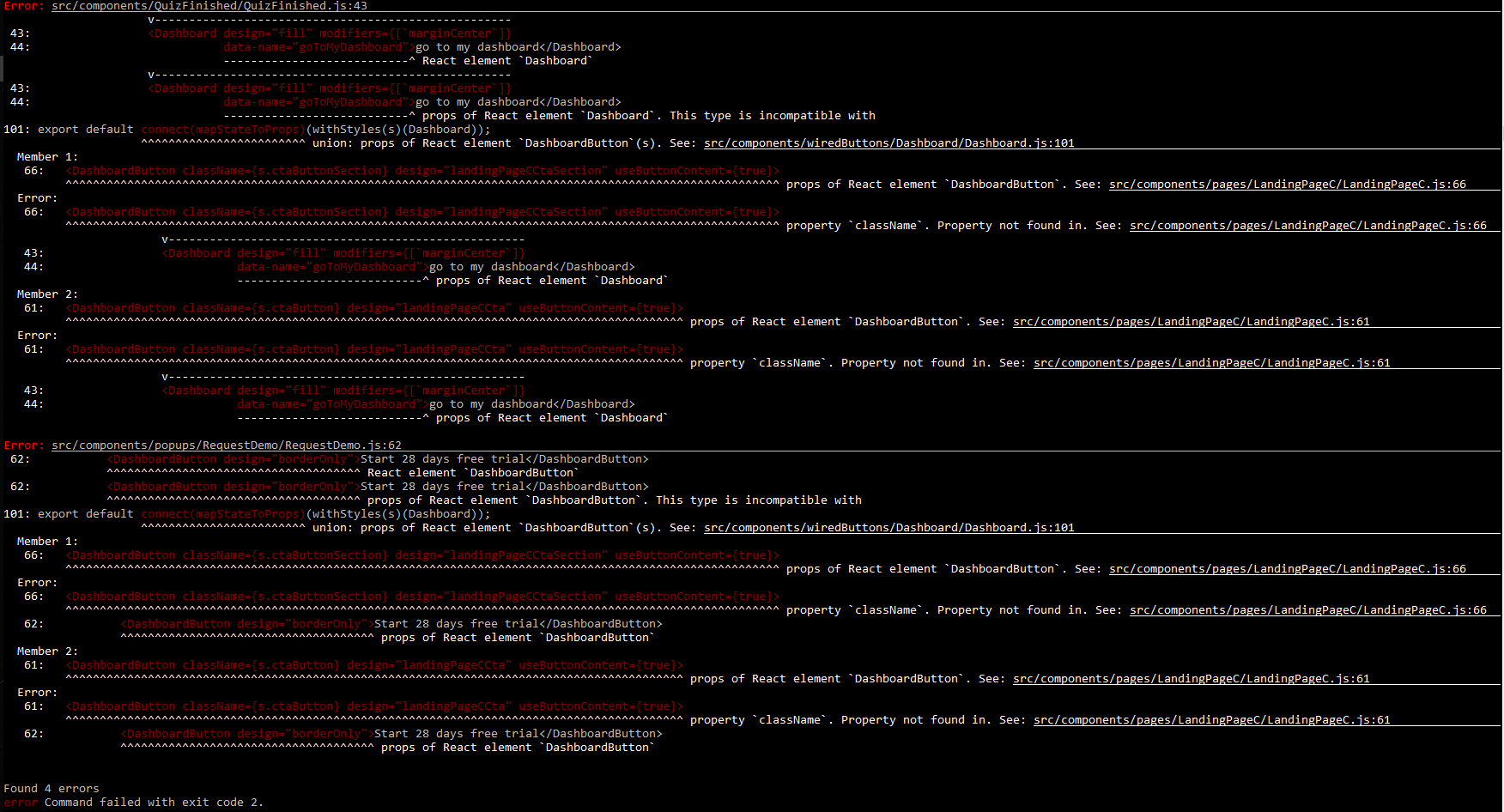 props of React element Hello. This type is incompatible with props of React element Hello ...