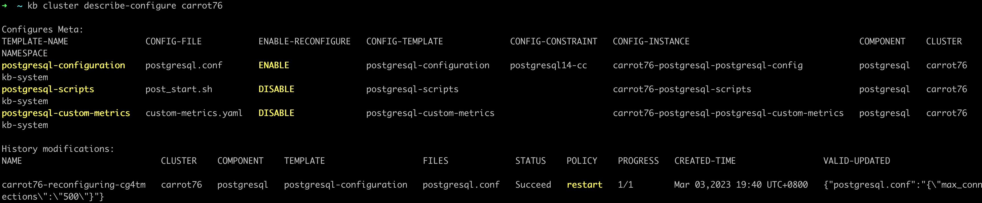 [Improvement] [Reconfigure] Double confirm when reconfigure parameters will restart component ...