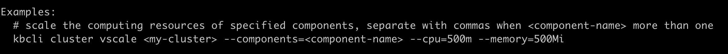 [BUG] cluster vscale command add class examples · Issue #2585 · apecloud/kubeblocks · GitHub