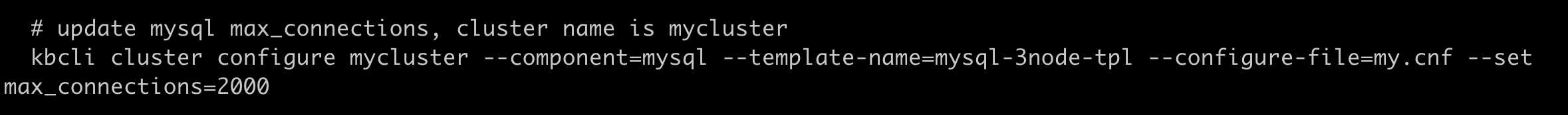 [BUG] help examples of cluster configure command · Issue #2586 · apecloud/kubeblocks · GitHub