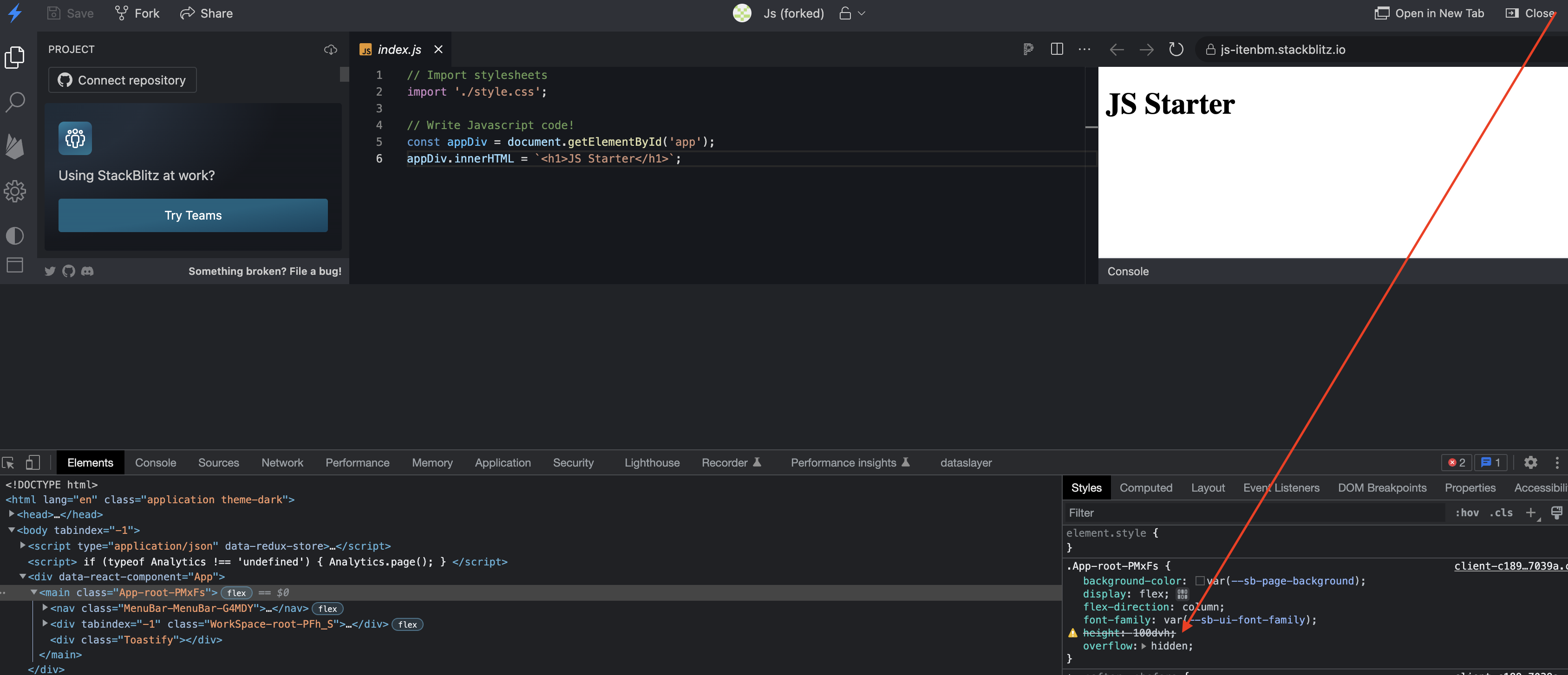 Editor Not Occupying The Window Height · Issue 2477 · Stackblitz Core · Github