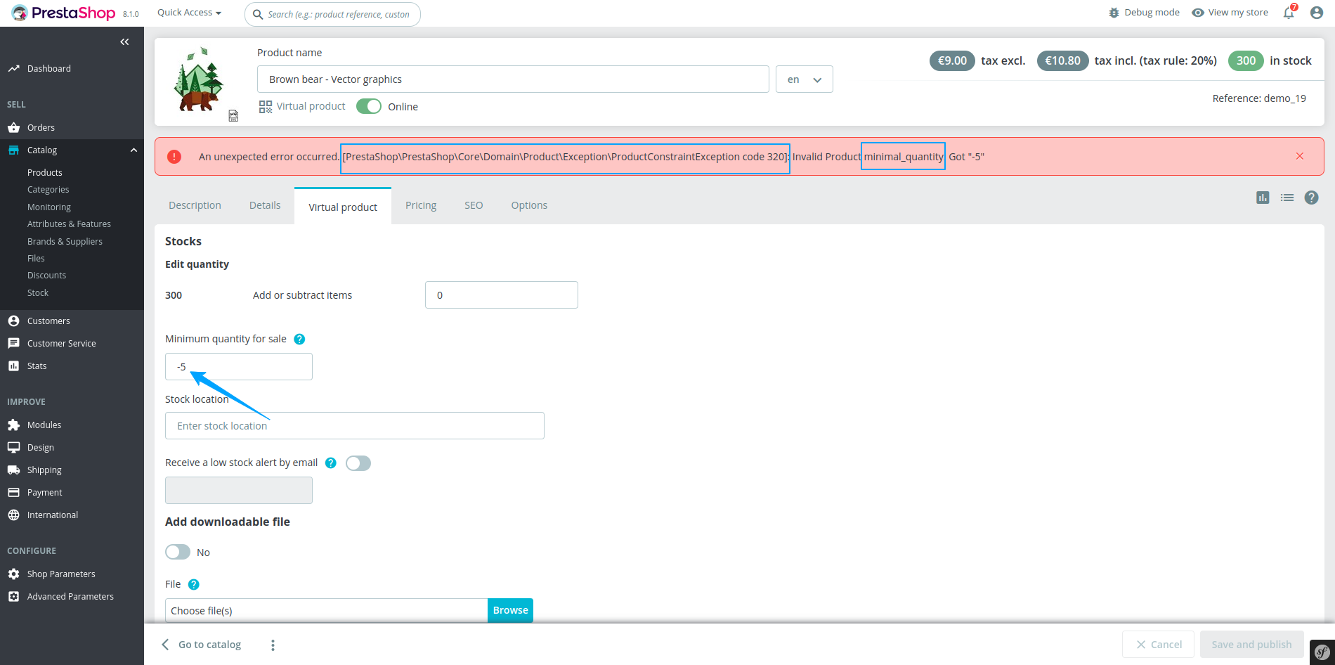 Bo Products Bad Error Message Display · Issue 32724 · Prestashop