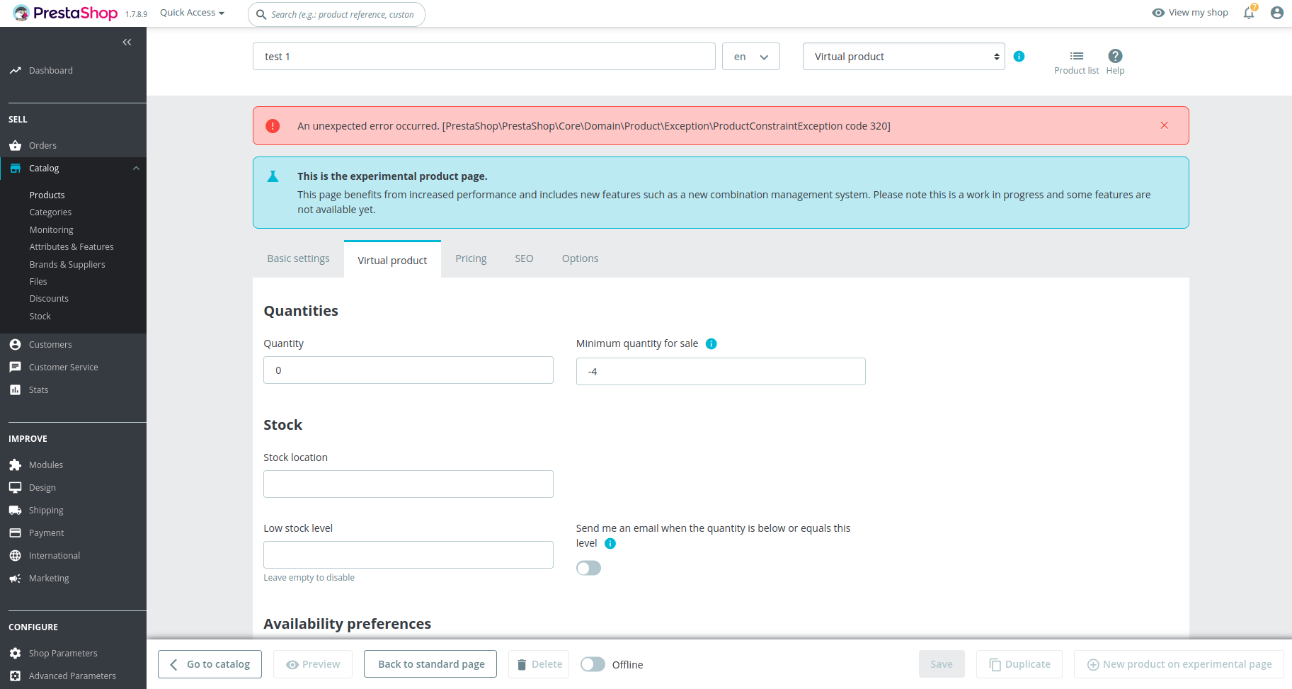 BO - Products : bad error message display · Issue #32724 · PrestaShop/PrestaShop · GitHub