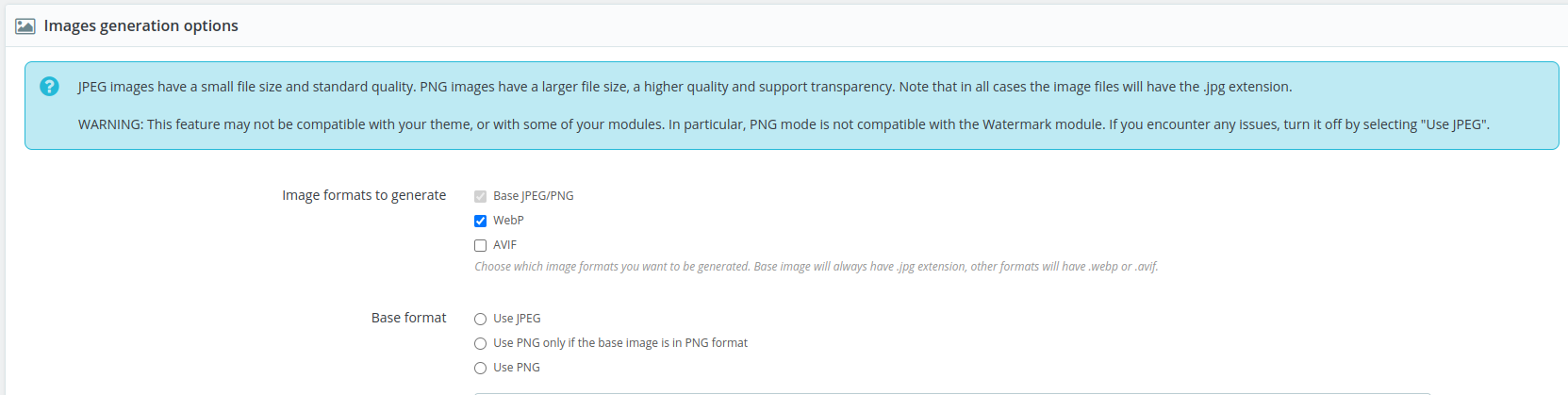 BO - Bad displayed of WebP checkbox · Issue #33357 · PrestaShop/PrestaShop · GitHub