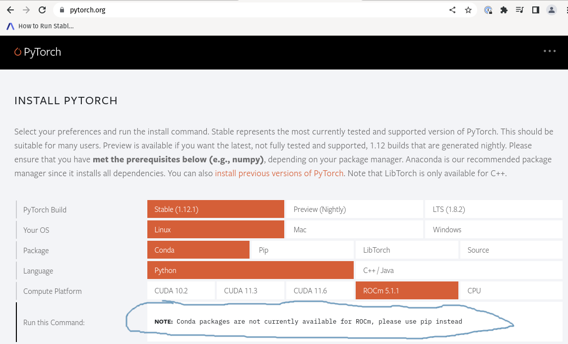 conda doesn't work with rocm · Issue #691 · AUTOMATIC1111/stable-diffusion-webui · GitHub