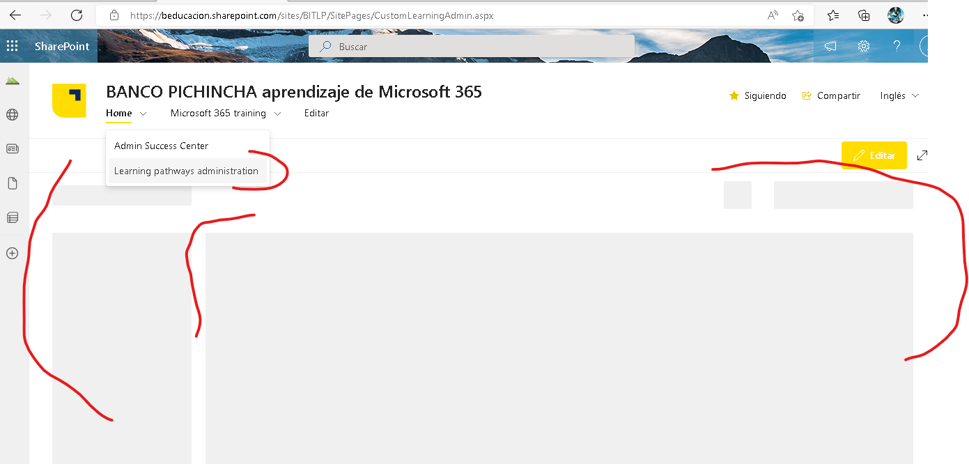error in playlists "learning pathway Microsofr 365 have a configuration error. ask for ...