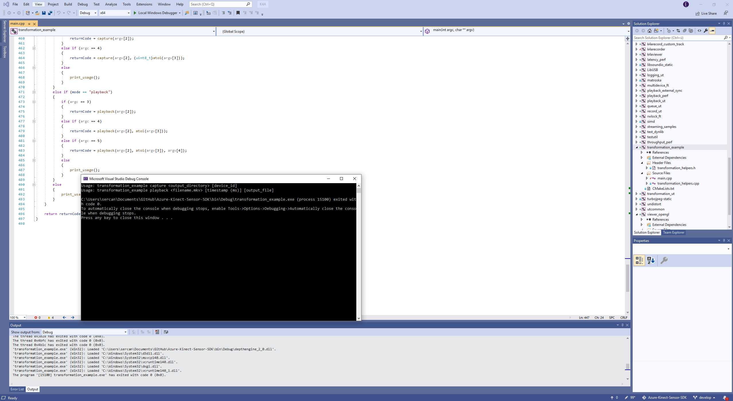 Transformationexample Not Outputting Ply Files · Issue 1142 · Microsoftazure Kinect Sensor 