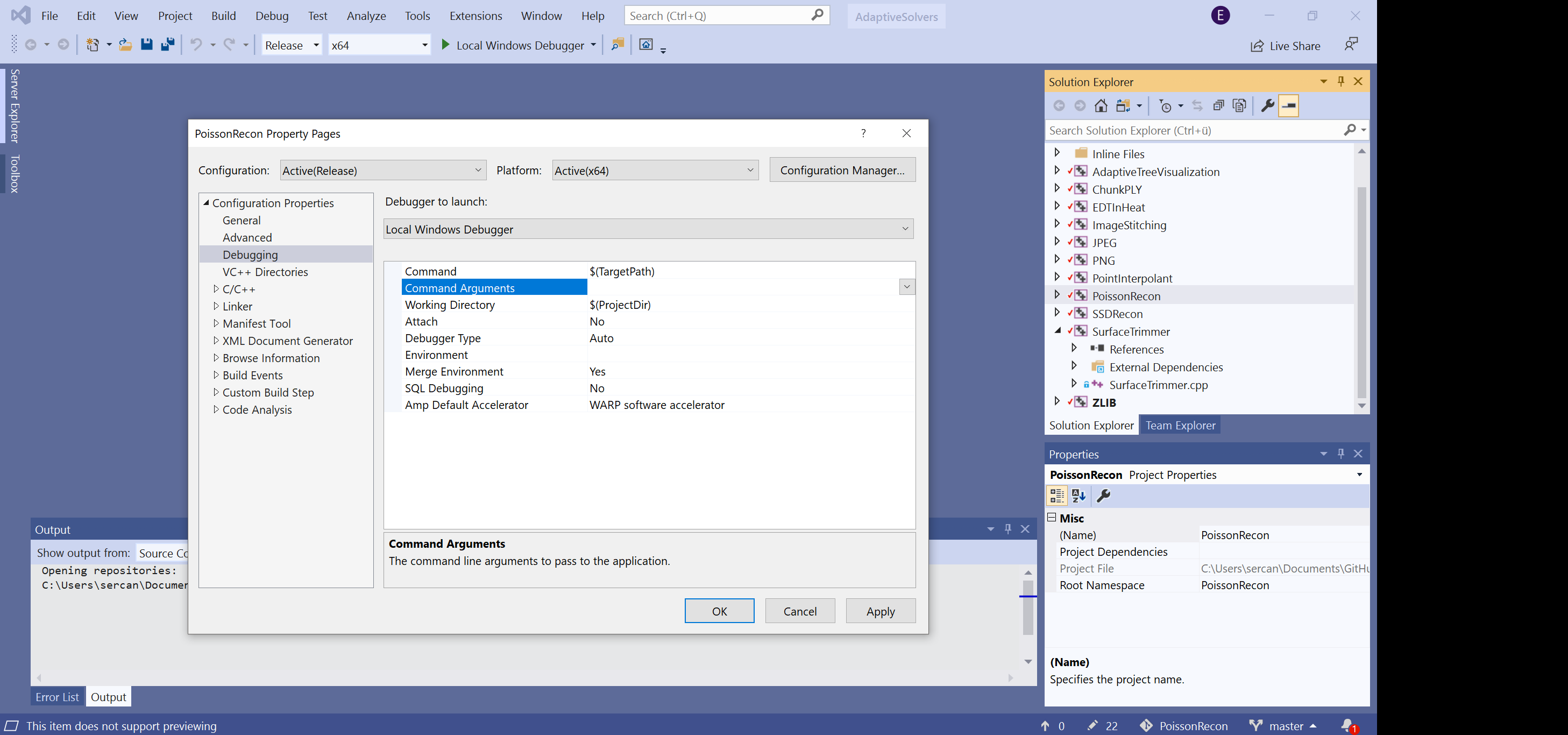 Running examples for PoissonRecon in Visual Studio 2019 · Issue #150 · mkazhdan/PoissonRecon ...