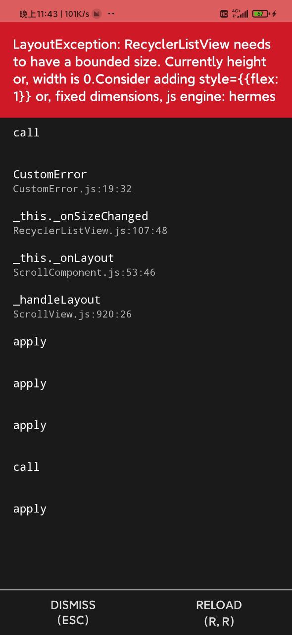^2.1.1 stack casue RecyclerListView report ' RecyclerListView needs to have a bounded size error ...
