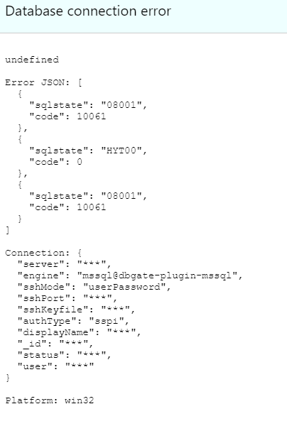 Bug Undefined Error When Connectiong To Sql Server · Issue 103 · Dbgatedbgate · Github