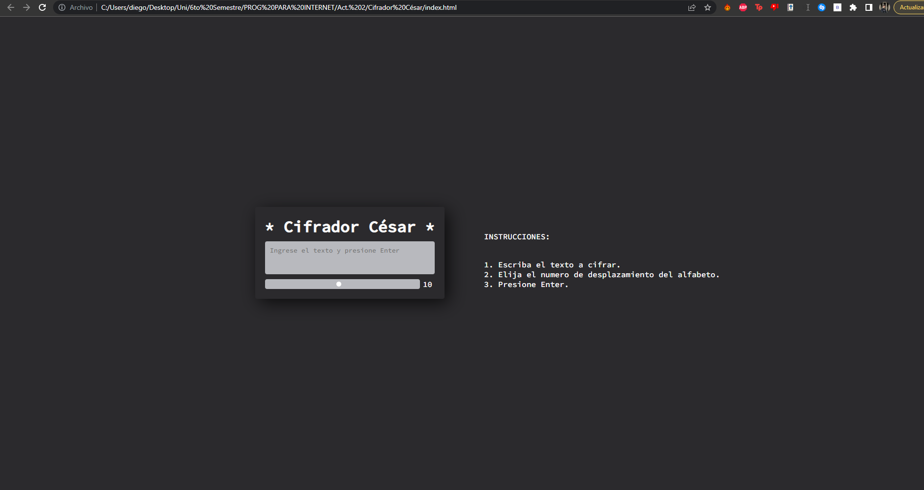 GitHub - DiegoTorresGutierrez/Tarea-Libre-1-Codificador-Cesar-