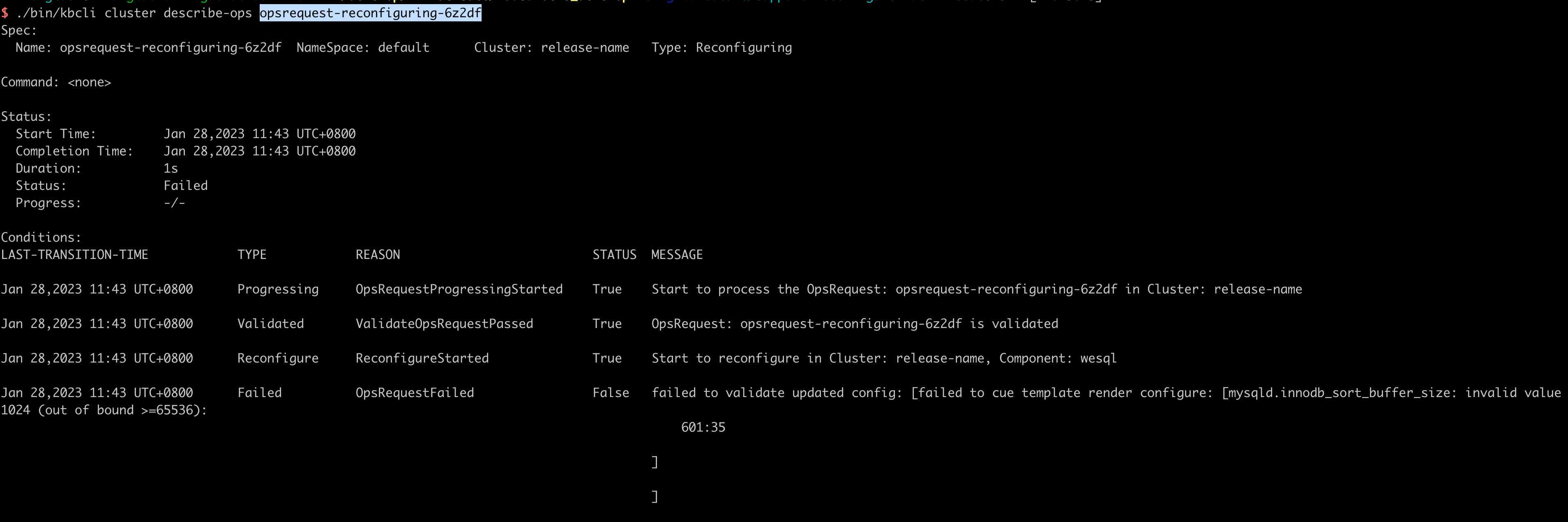 [Features]Support user reconfigure PartIII: kbcli · Issue #849 · apecloud/kubeblocks · GitHub