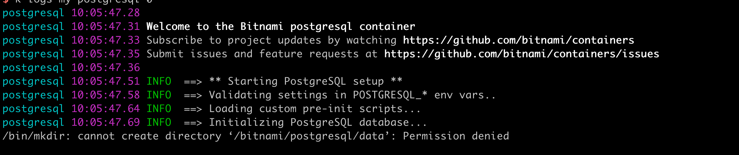 [BUG]Helm postgres cannot create directory · Issue #1377 · apecloud/kubeblocks · GitHub
