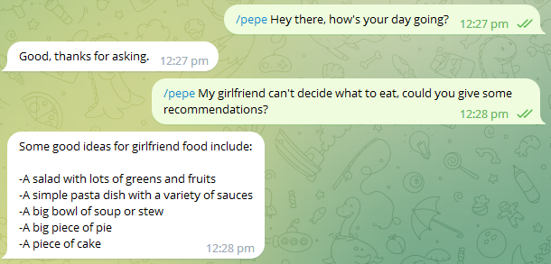 GitHub - nc1z/outdated-project-pepe-telegram-bot: GPT-3 NodeJs Telegram Bot