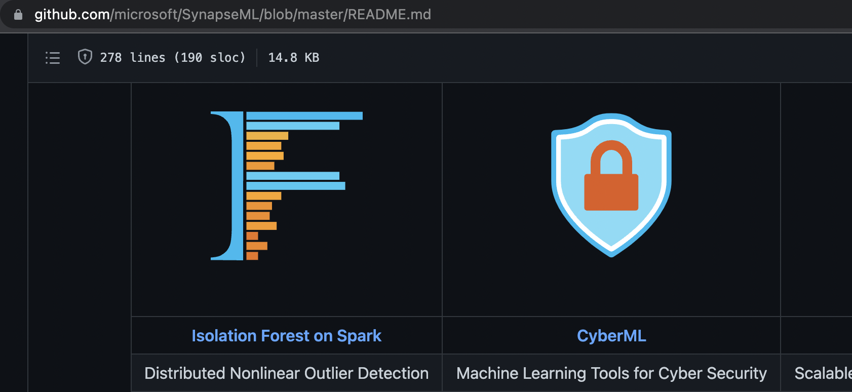 The link to CyberML notebook in README.md is broken · Issue #1321 · microsoft/SynapseML · GitHub