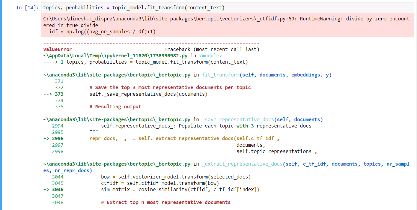 value error · Issue #1083 · MaartenGr/BERTopic · GitHub