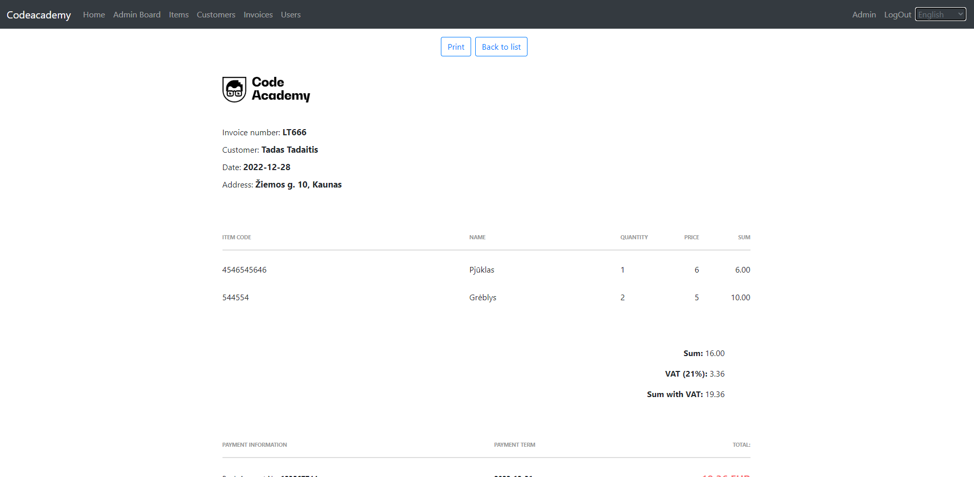 GitHub - esuandrius/invoice-backend: Final project on CodeAcademy ...