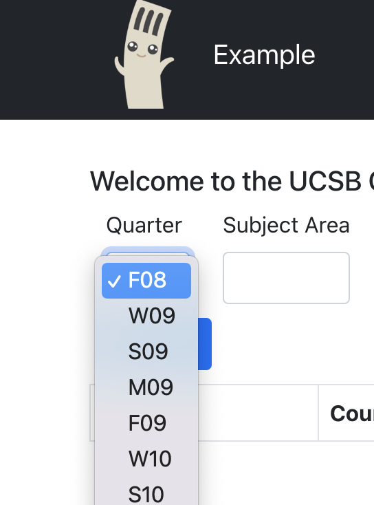 Single Quarter Dropdown should get start quarter and end quarter from the /api/systeminfo ...