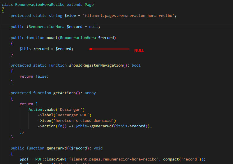Null record on custom page action · filamentphp filament · Discussion #5311 · GitHub