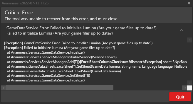 Critical Error Failed To Initialize Lumina Are Your Game Files Up To