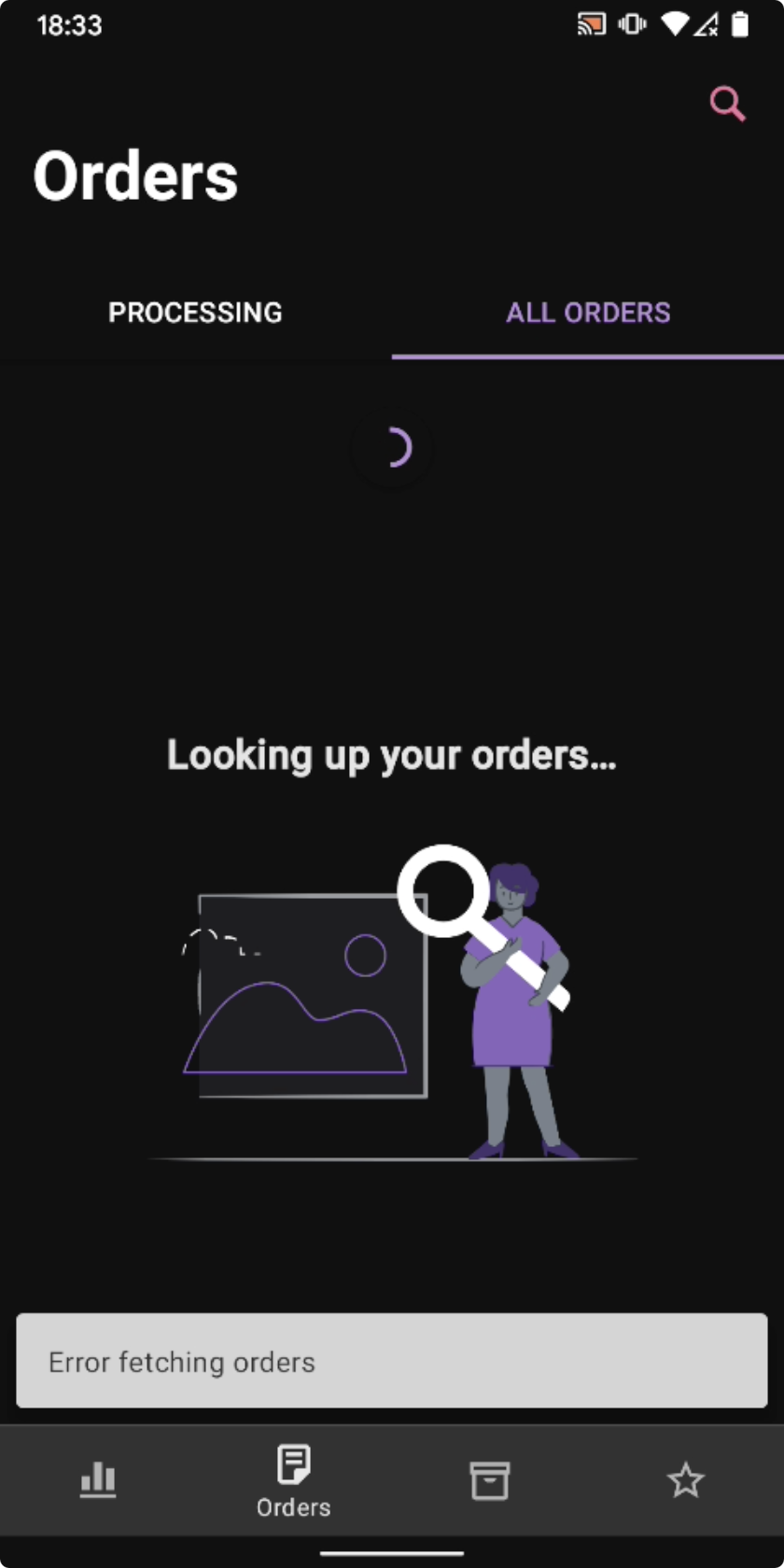 AuthFailureError: "Error fetching data", "Error fetching order", "No products yet" when logged ...