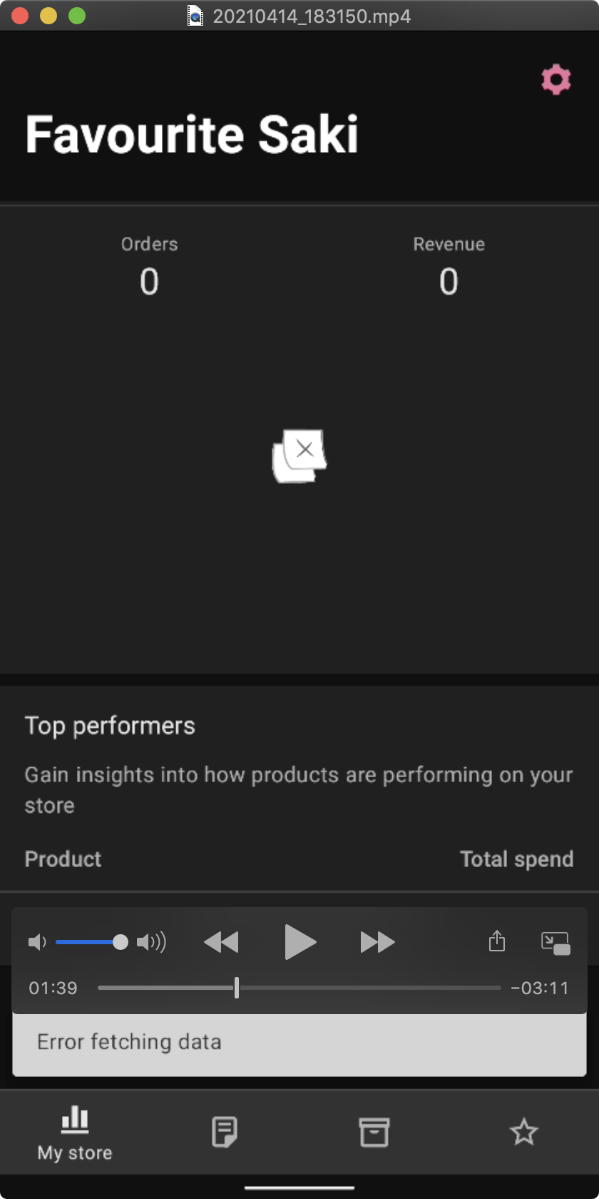 AuthFailureError: "Error fetching data", "Error fetching order", "No ...