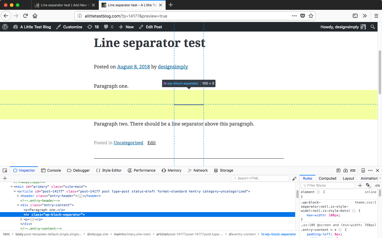 Line separator not displaying · Issue #8718 · WordPress/gutenberg · GitHub