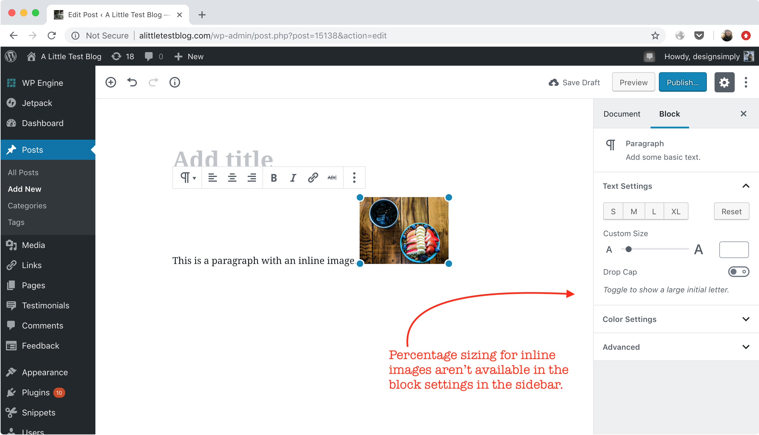 Image Size Not Adjusting · Issue 10206 · Wordpressgutenberg · Github 