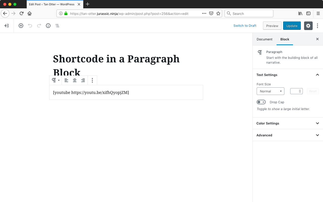 Shortcode In Paragraph Blocks Gets Rendered Only If There Is Another Shortcode Block Around