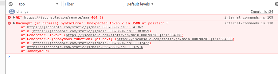No actions after :listen in 2.0.0 beta 14 · Issue #104 · remy/jsconsole · GitHub