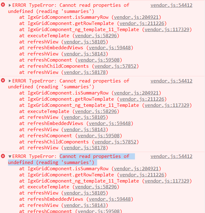 Error Cannot Read Properties Of Undefined Reading Summaries · Issue 10582 · Igniteui